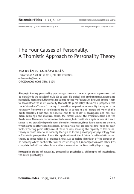 (PDF) The Four Causes of Personality. A Thomistic Approach to ...