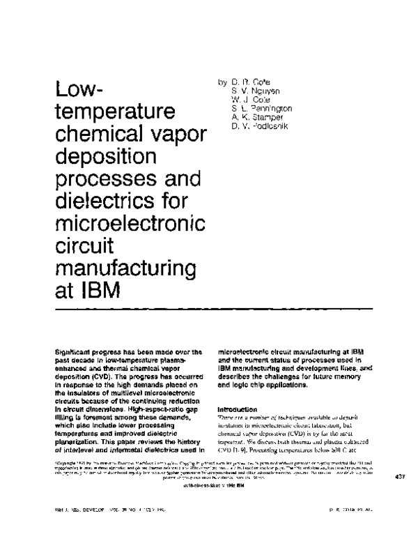 (PDF) Low-temperature chemical vapor deposition processes and dielectrics for microelectronic ...