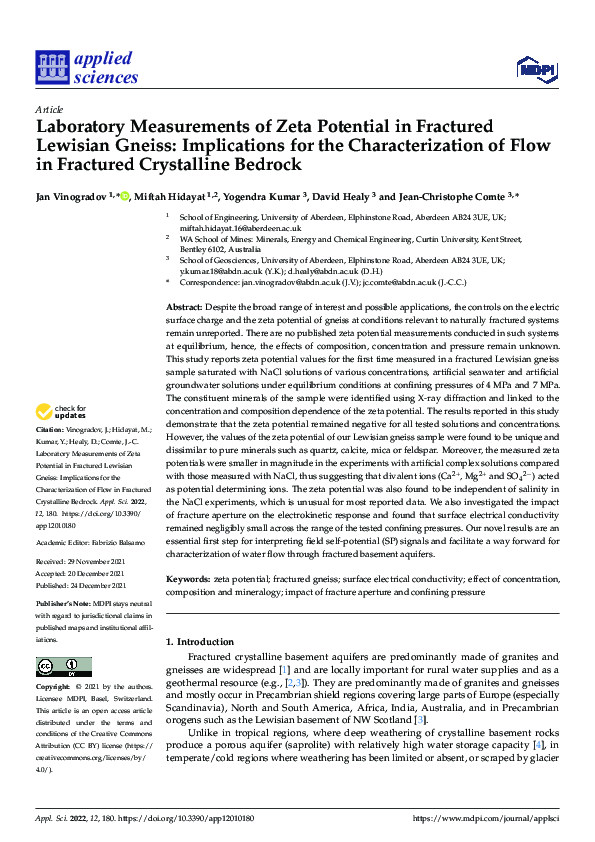 (PDF) Laboratory Measurements of Zeta Potential in Fractured Lewisian ...