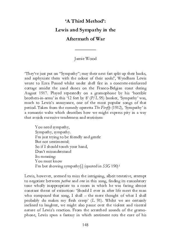 (PDF) ‘A Third Method': Lewis and Sympathy in the Aftermath of War