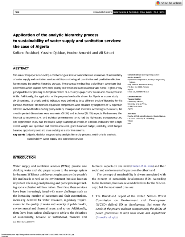 (PDF) Application of the analytic hierarchy process to sustainability ...