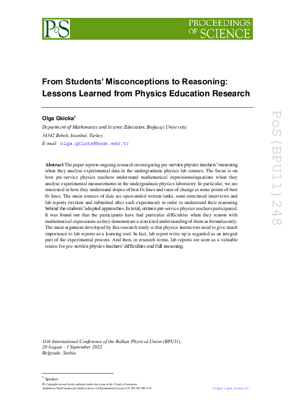 (PDF) From Students’ Misconceptions to Reasoning: Lessons Learned from ...