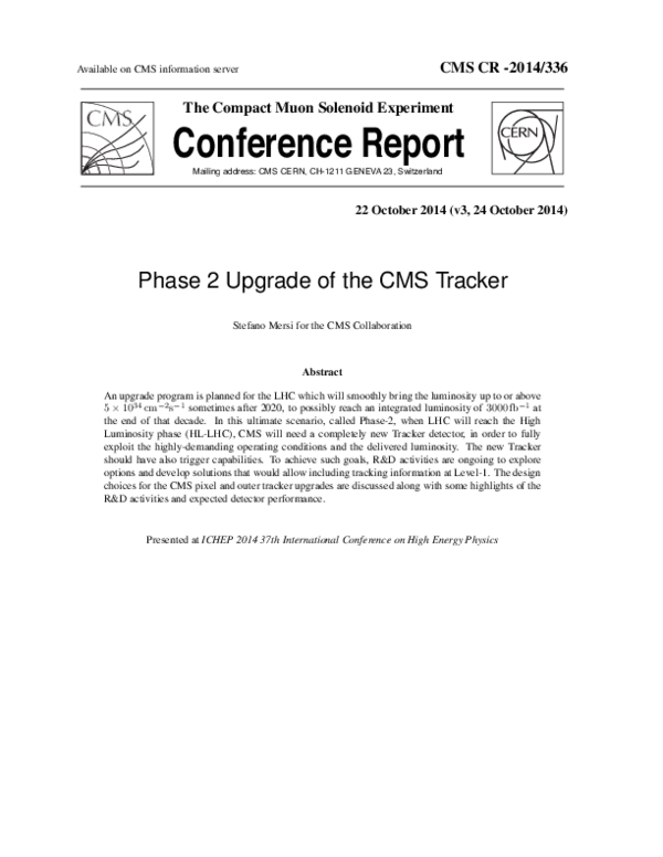 (PDF) Phase-2 Upgrade of the CMS Tracker