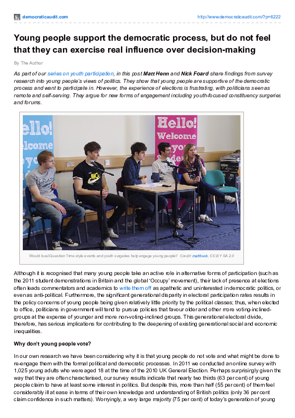 (PDF) Young people support the democratic process, but do not feelthat ...