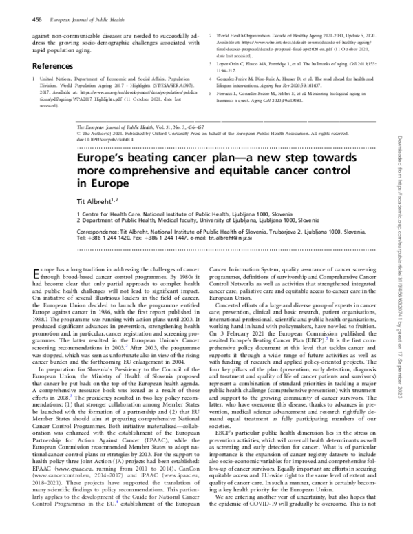 (PDF) Europe's beating cancer plan—a new step towards more ...