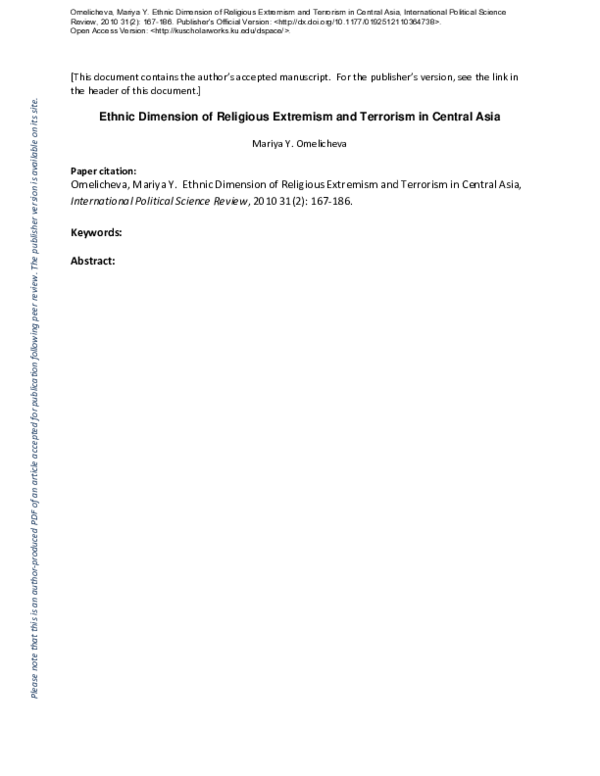 (PDF) The Ethnic Dimension of Religious Extremism and Terrorism in ...