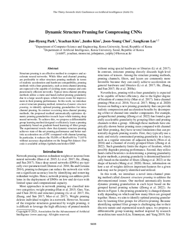 (PDF) Dynamic Structure Pruning for Compressing CNNs