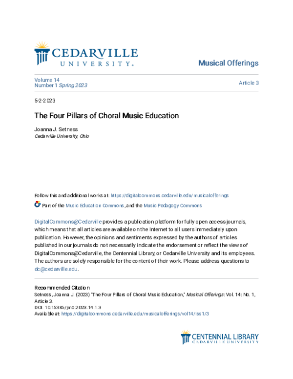 (PDF) The Four Pillars of Choral Music Education