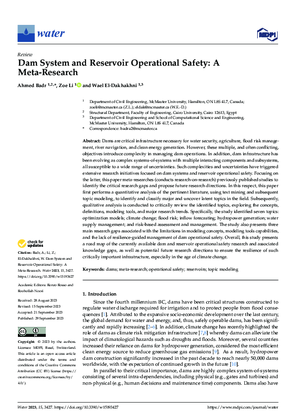 (PDF) Dam System and Reservoir Operational Safety: A Meta-Research