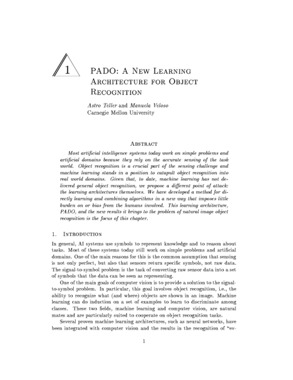 (PDF) PADO: a new learning architecture for object recognition
