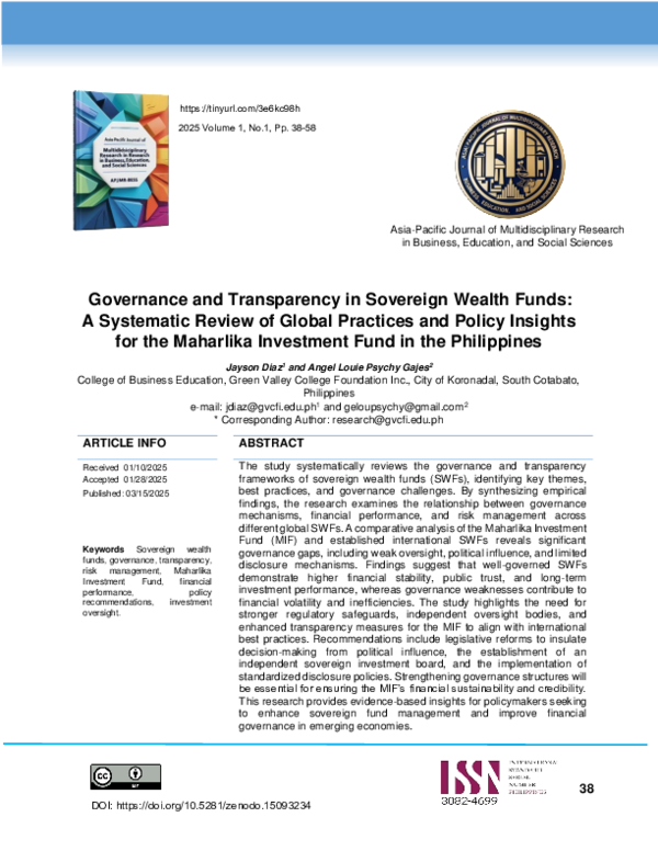 (PDF) Governance and Transparency in Sovereign Wealth Funds: A ...