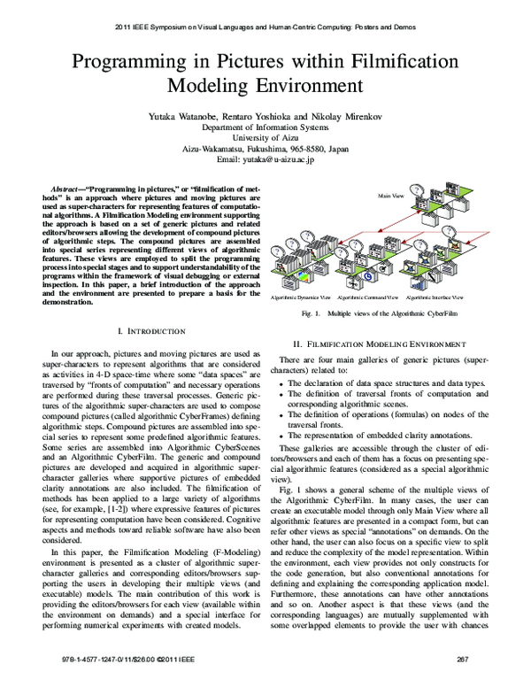 (PDF) Programming in pictures within Filmification Modeling environment