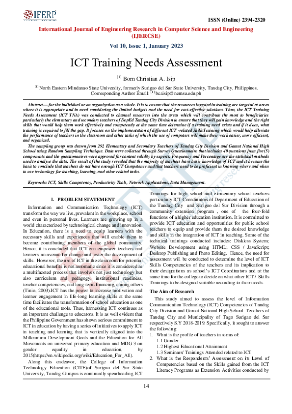 (PDF) ICT Training Needs Assessment