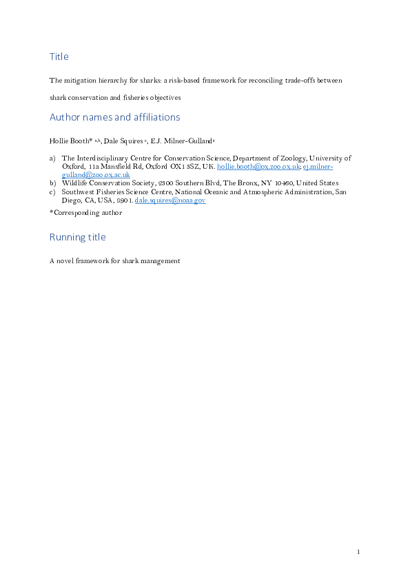 (PDF) The mitigation hierarchy for sharks: A risk‐based framework for ...