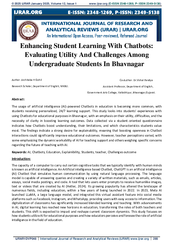 (PDF) Enhancing Student Learning With Chatbots: Evaluating Utility And Challenges Among ...