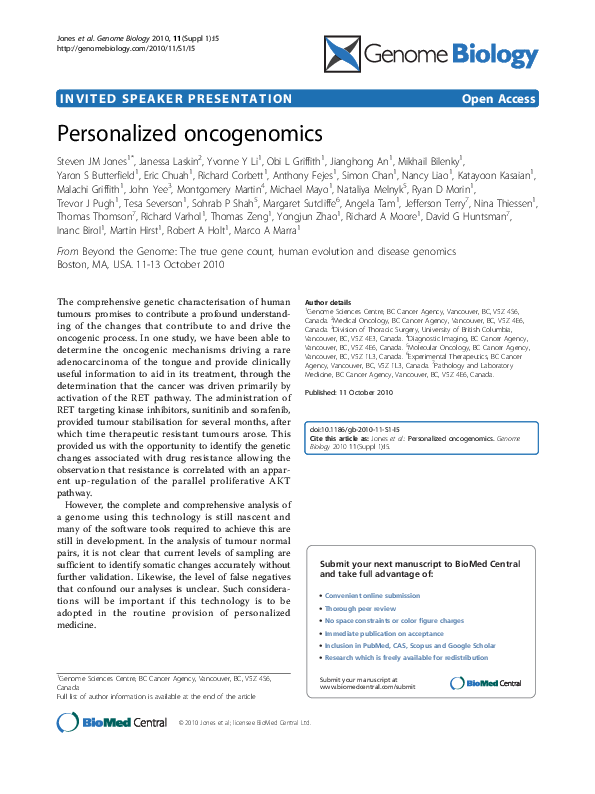 (PDF) Personalized oncogenomics