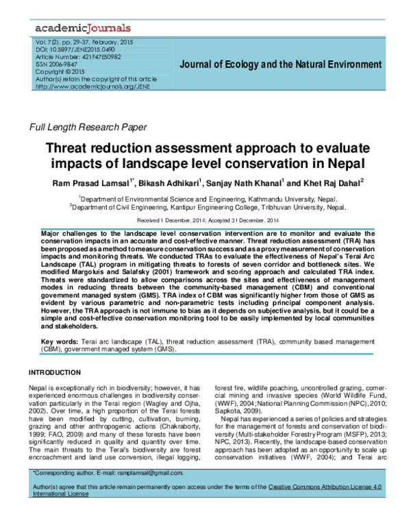 (PDF) Threat reduction assessment approach to evaluate impacts of ...