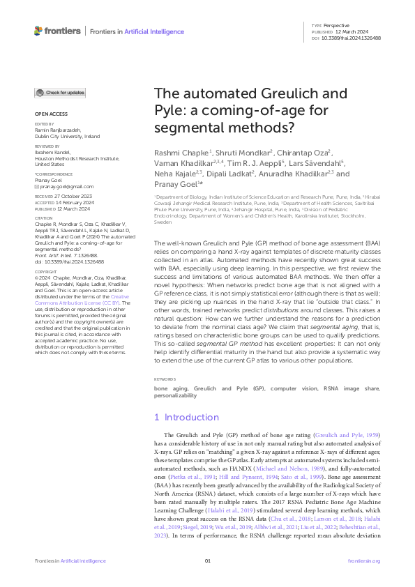 (PDF) The automated Greulich and Pyle: a coming-of-age for segmental ...