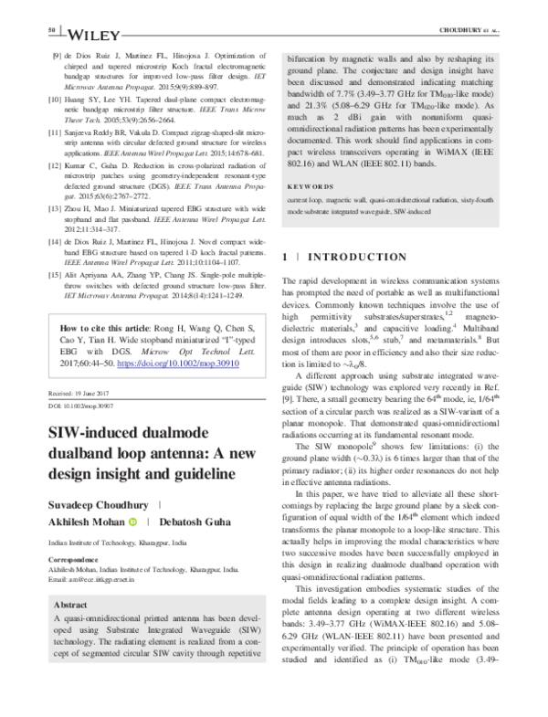 (PDF) SIW-induced dualmode dualband loop antenna: A new design insight and guideline
