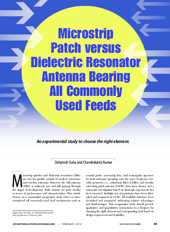 (PDF) Microstrip Patch versus Dielectric Resonator Antenna Bearing All Commonly Used Feeds: An ...
