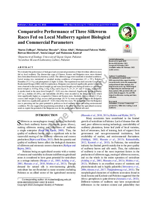 (PDF) Comparative Performance of Three Silkworm Races Fed on Local ...