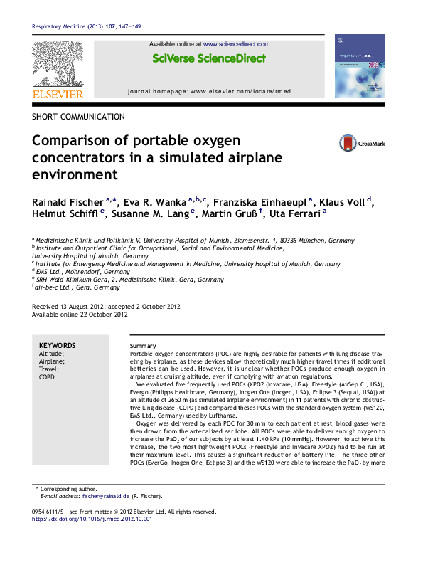 (PDF) Comparison of portable oxygen concentrators in a simulated ...