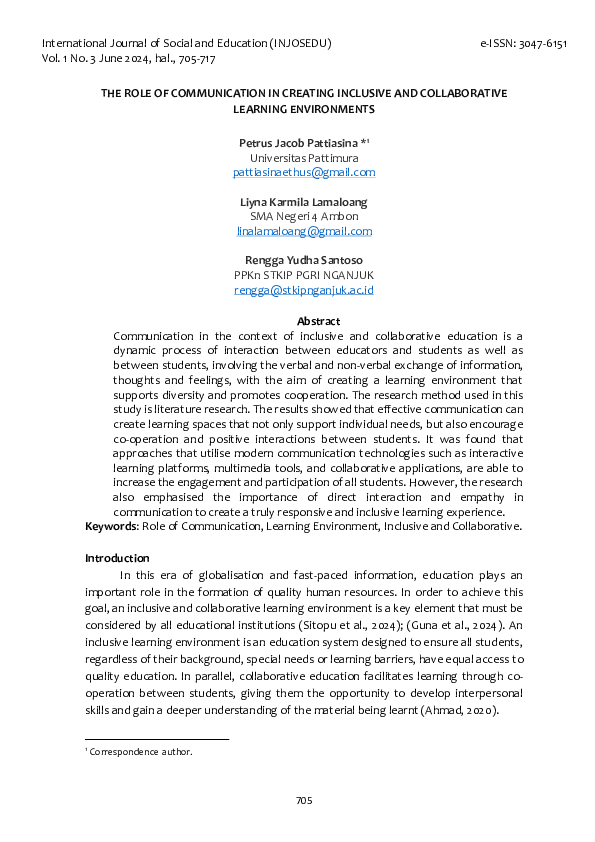 (PDF) The Role Of Communication In Creating Inclusive And Collaborative ...