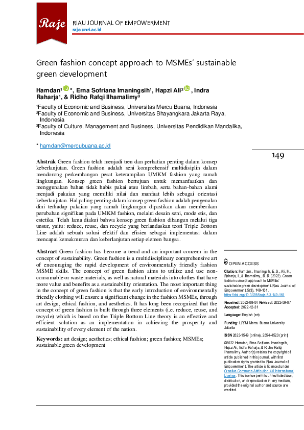 (PDF) Green fashion concept approach to MSMEs’ sustainable green ...