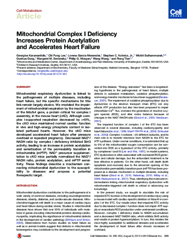 (PDF) Mitochondrial Complex I Deficiency Increases Protein Acetylation ...