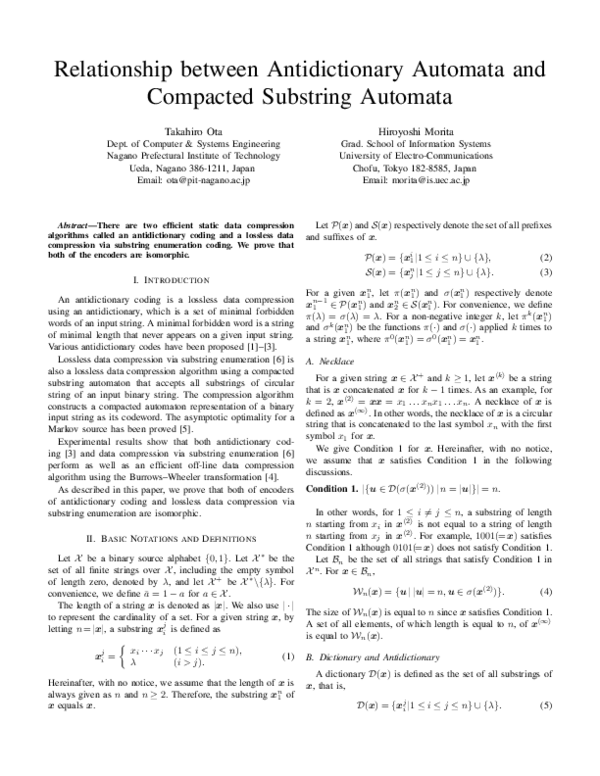 (PDF) Relationship between antidictionary automata and compacted ...