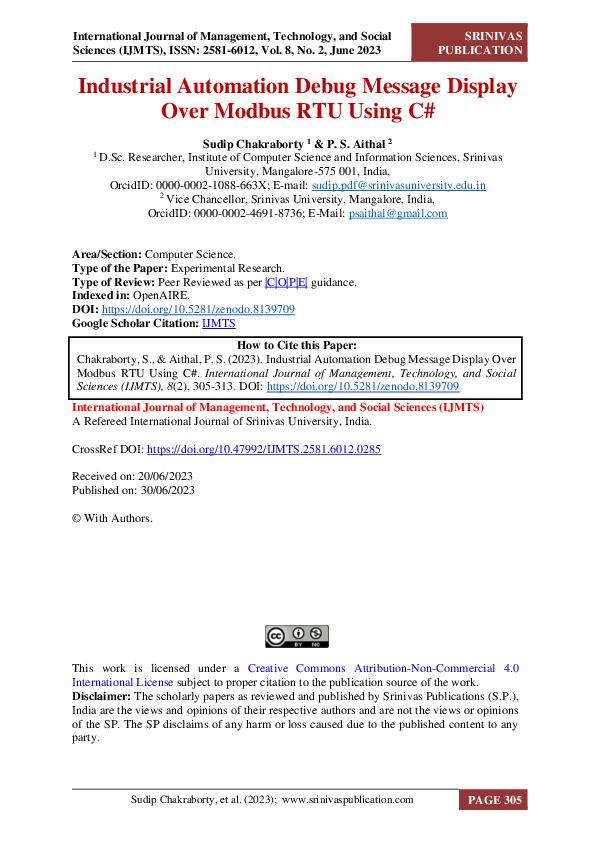 (PDF) Industrial Automation Debug Message Display Over Modbus RTU Using C