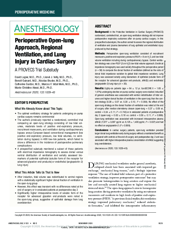 (PDF) Perioperative Open-lung Approach, Regional Ventilation, and Lung ...