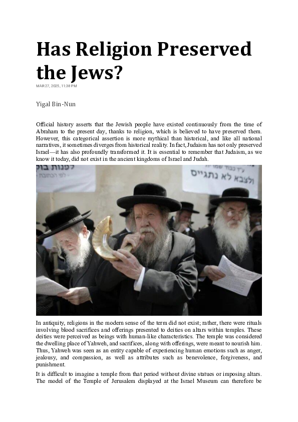 (PDF) Has Religion Preserved the Jews