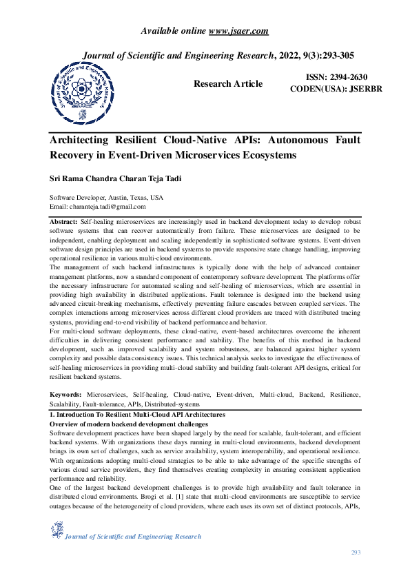 (PDF) Architecting Resilient Cloud-Native APIs: Autonomous Fault Recovery in Event-Driven ...