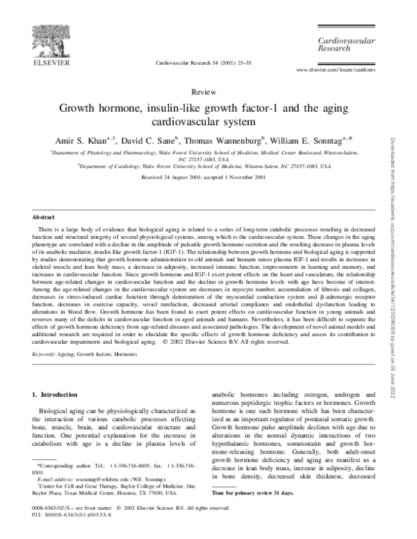 (PDF) Growth hormone, insulin-like growth factor-1 and the aging ...