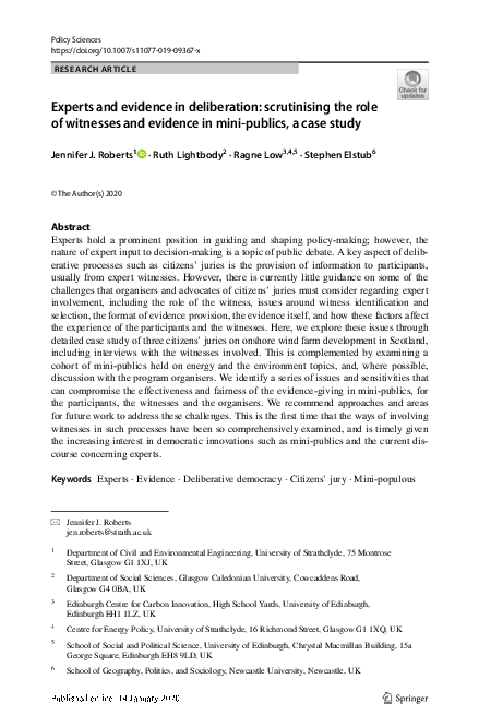 (PDF) Experts and evidence in deliberation: scrutinising the role of ...
