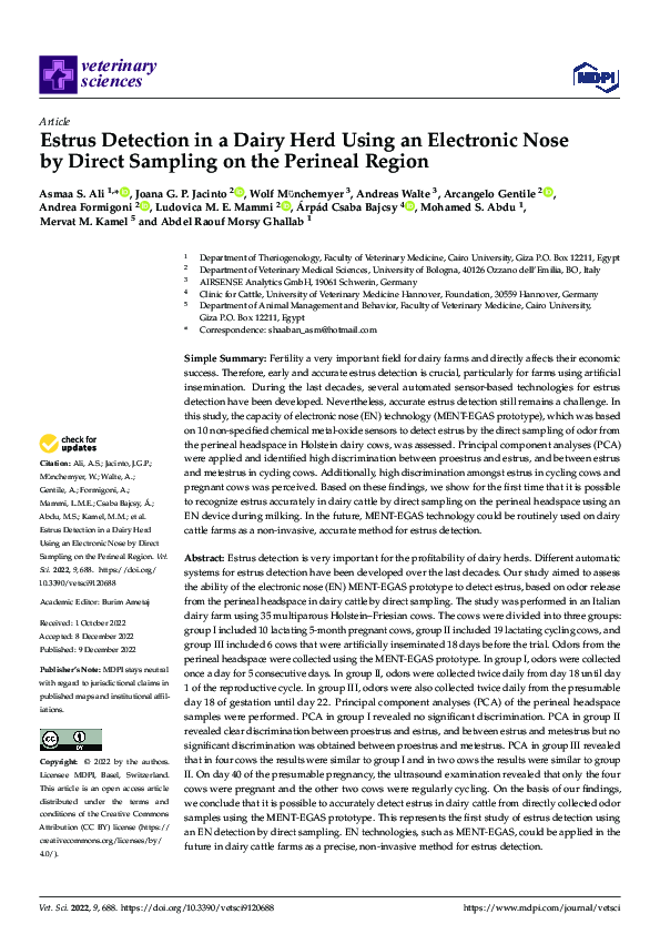 (PDF) Estrus Detection in a Dairy Herd Using an Electronic Nose by ...