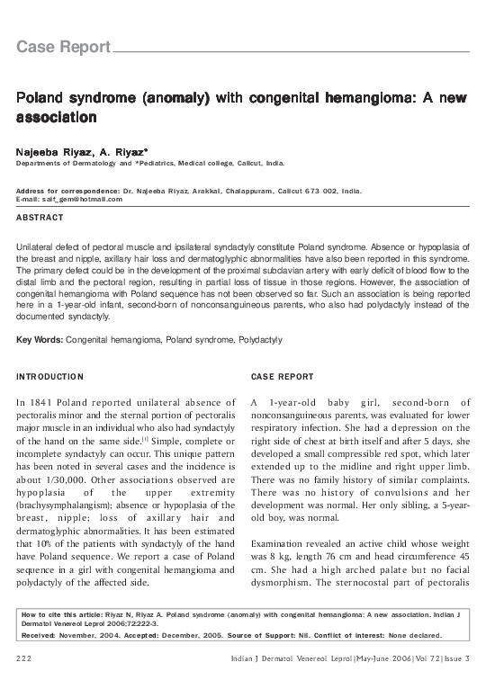 (PDF) Case Report - Poland syndrome (anomaly) with congenital ...