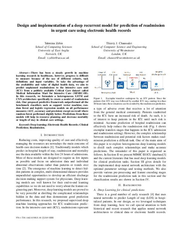(PDF) Design and implementation of a deep recurrent model for prediction of readmission in ...