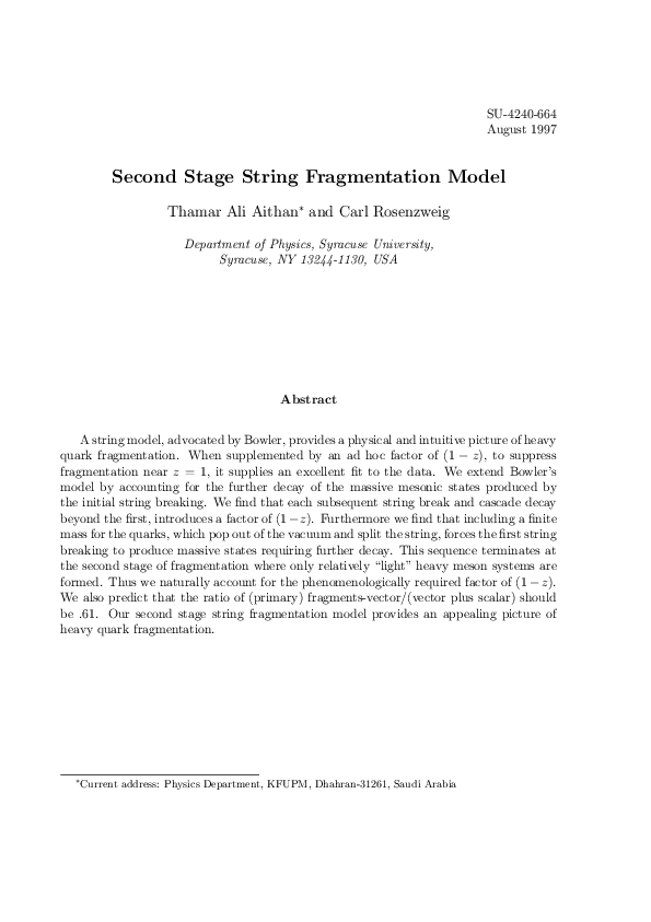 (PDF) Second stage string fragmentation model