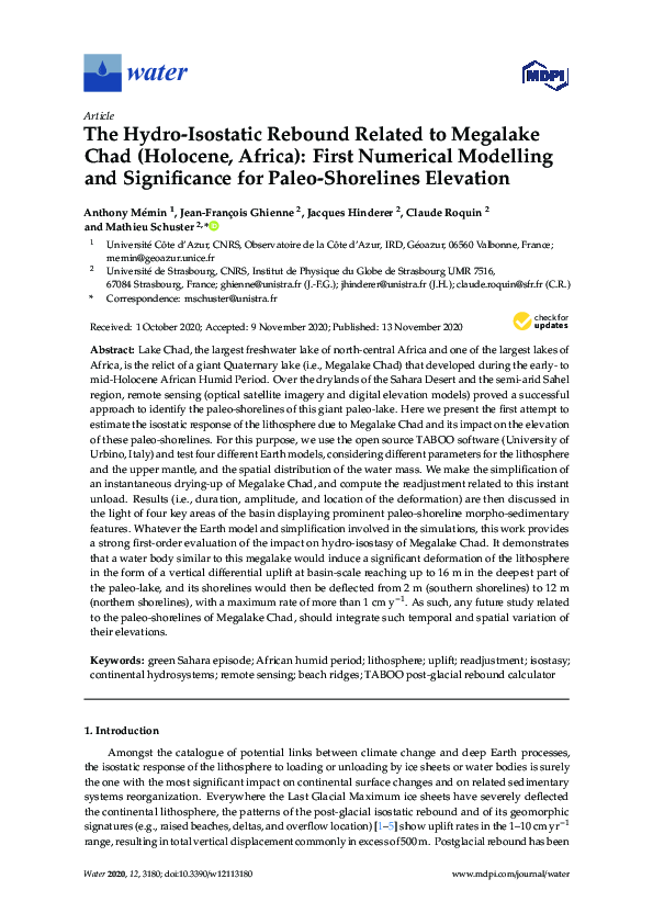 (PDF) The Hydro-Isostatic Rebound Related to Megalake Chad (Holocene ...