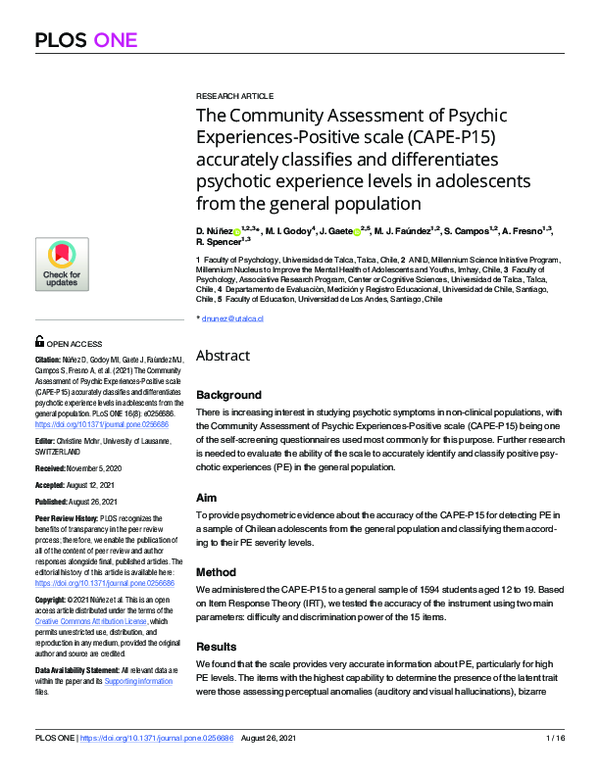 (PDF) The Community Assessment of Psychic Experiences-Positive scale ...