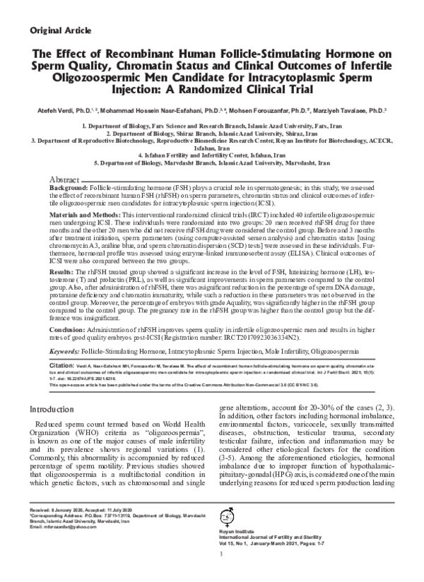 (PDF) The Effect of Recombinant Human Follicle-Stimulating Hormone on ...