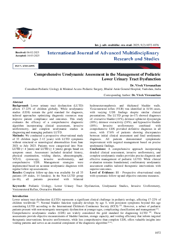(PDF) Comprehensive Urodynamic Assessment in the Management of ...