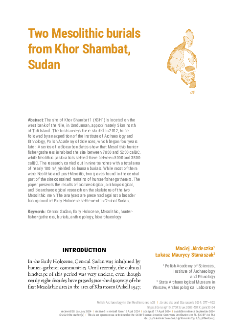 (PDF) Two Mesolithic burials from Khor Shambat, Sudan