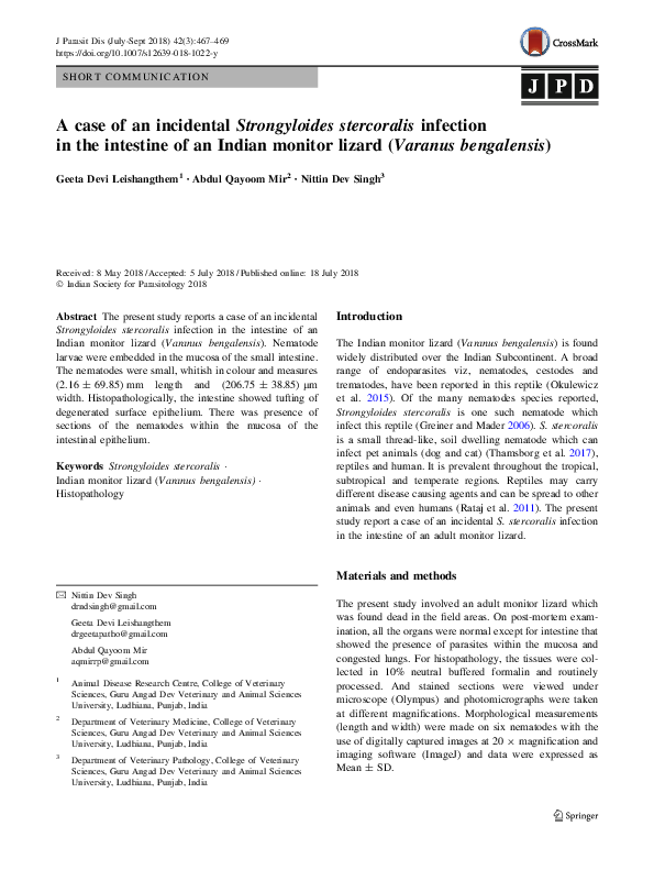 (PDF) A case of an incidental Strongyloides stercoralis infection in ...