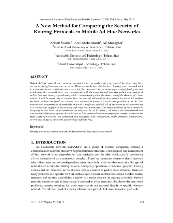 (PDF) A New Method for Comparing the Security of Routing Protocols in ...