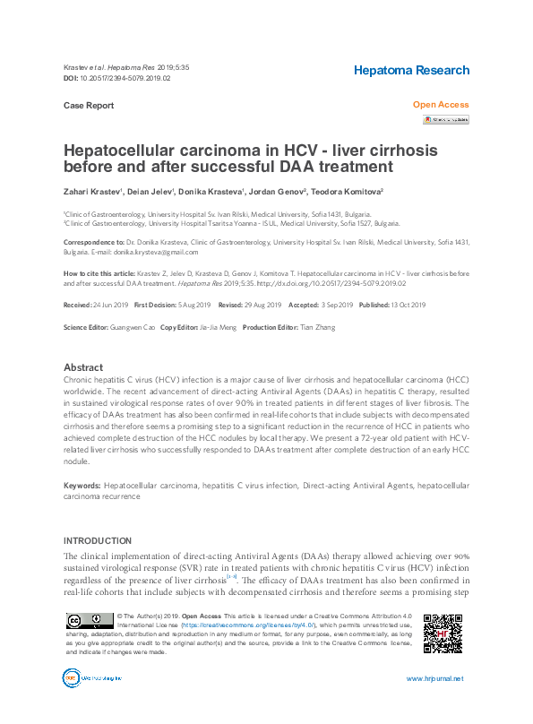 (PDF) Hepatocellular carcinoma in HCV - liver cirrhosis before and ...