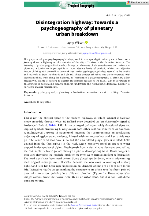 (PDF) Disintegration highway: Towards a psychogeography of planetary ...