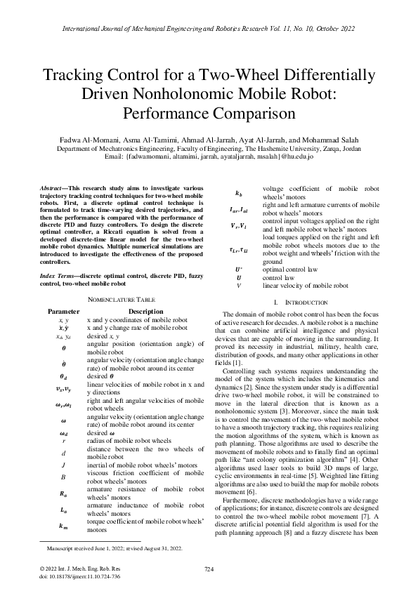 (PDF) Tracking Control for a Two-Wheel Differentially Driven ...